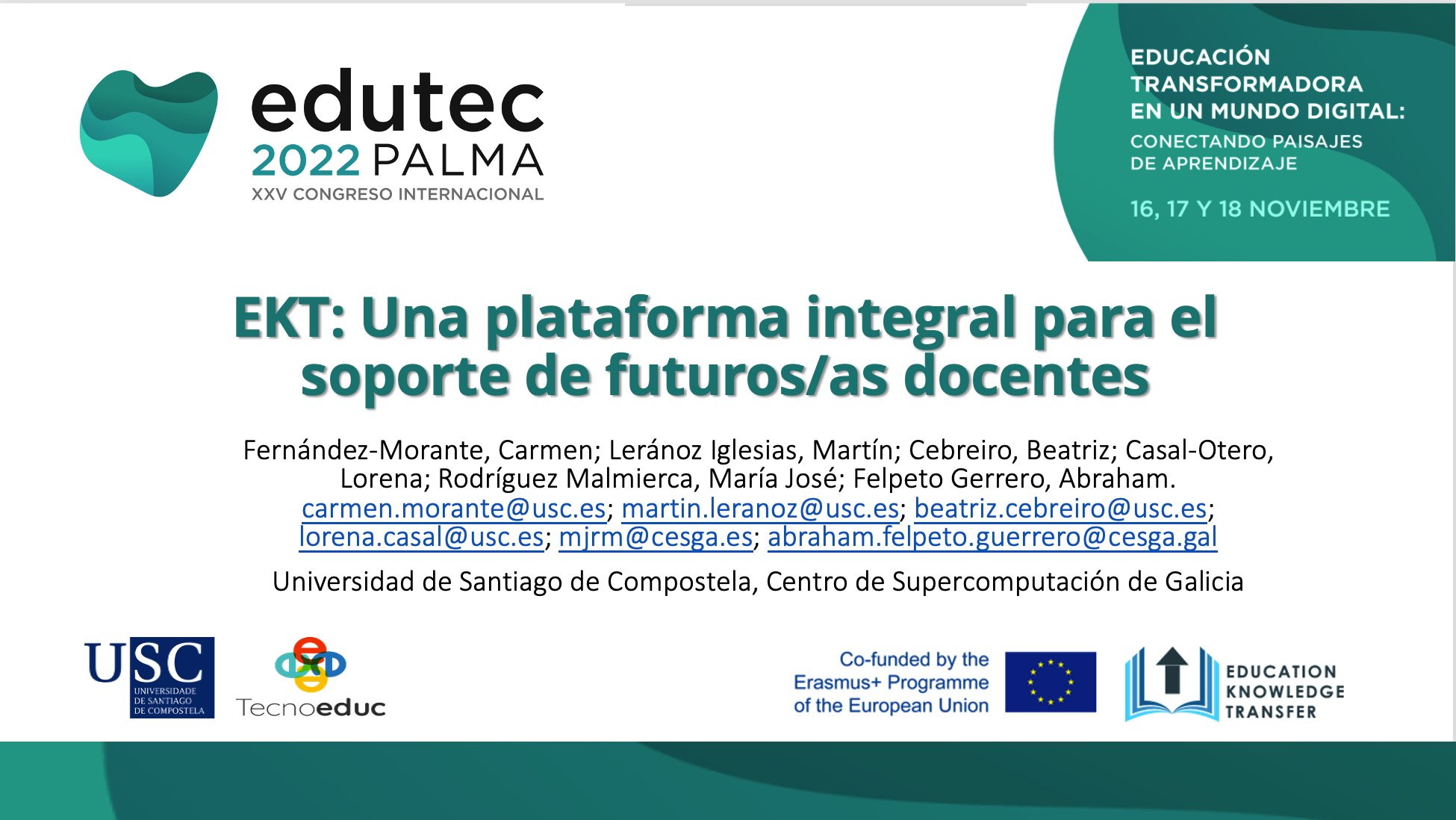 La plataforma tecnológica del proyecto EKT en EDUTEC 2022 - Tecnoeduc